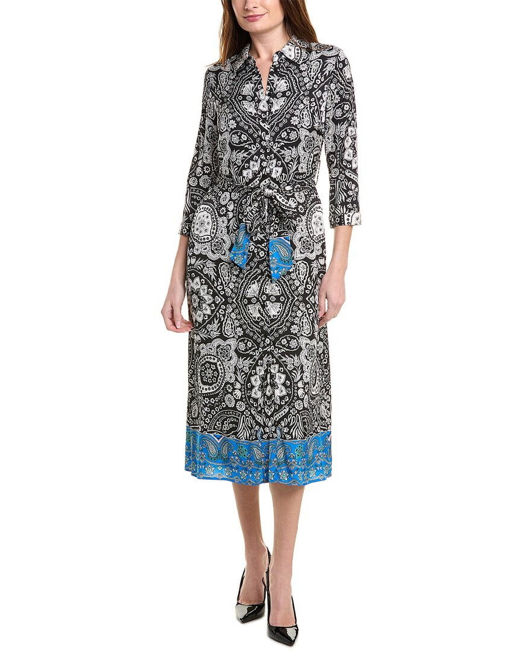 Elie Tahari womens The Kataleya Silk-Blend Midi Shirtdress, 6, Black ...