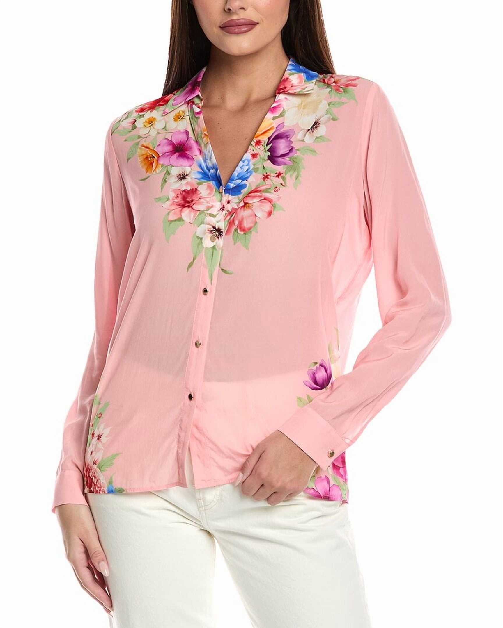 Elie Tahari womens The Madeline Diamond Blouse, s, Pink - Walmart.com
