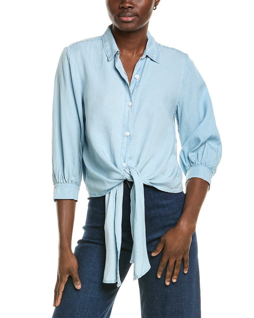 Elie by Elie Tahari womens Button-Up Tie-Front Shirt, s, Blue - Walmart.com