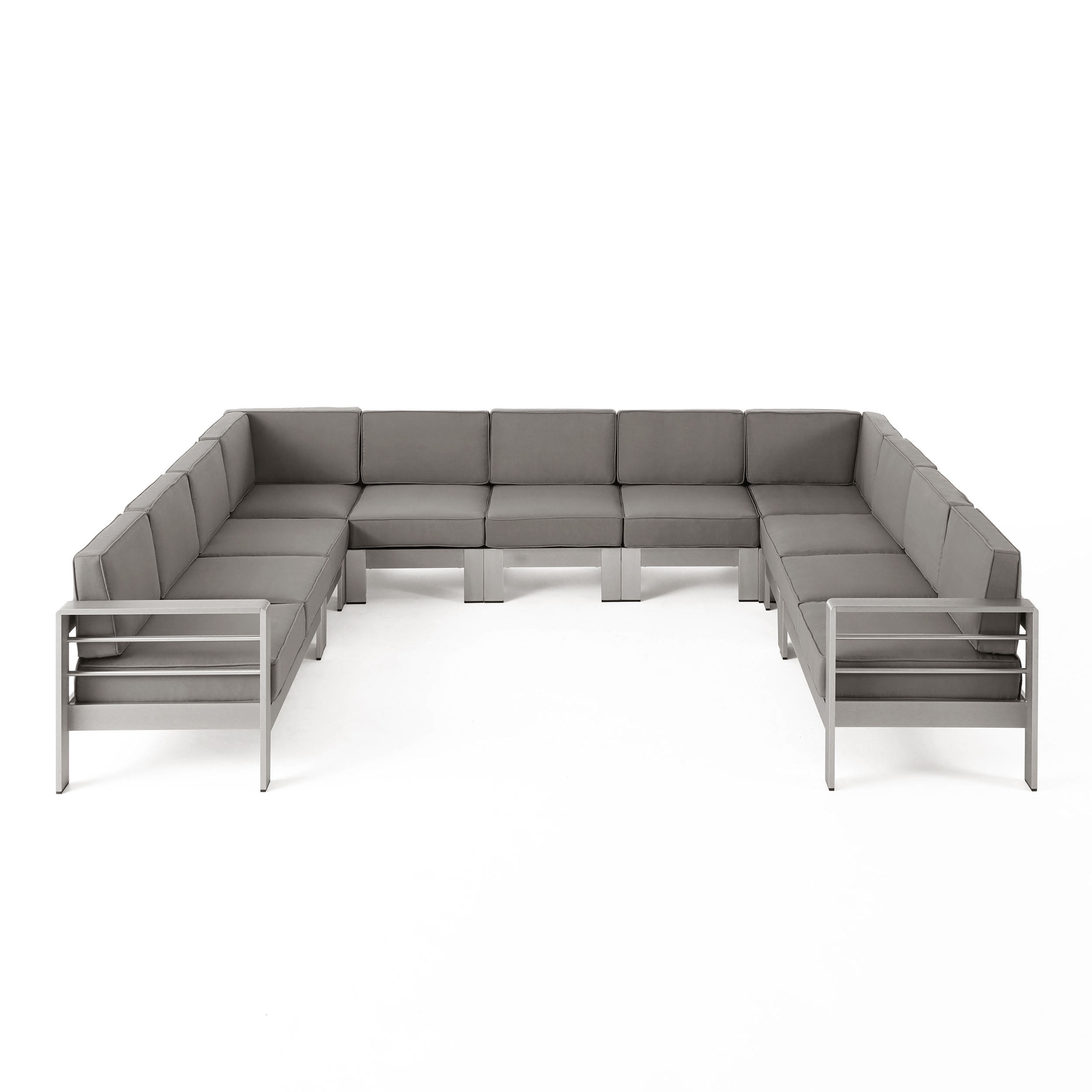 Noble House Cape Coral 11 Seater Aluminum U-Shaped Sofa Sectional ...