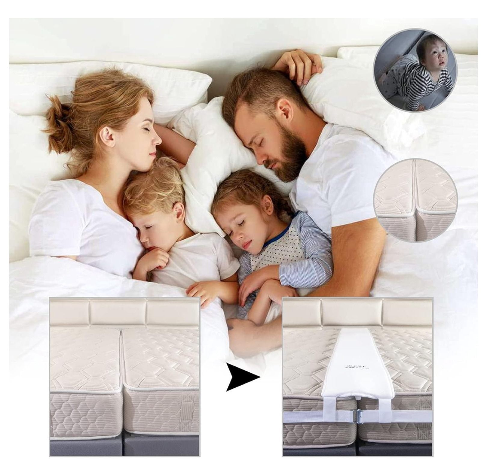 Elif Bed Bridge Connector - to King Converter Kit, 25D Memory Foam Bed ...