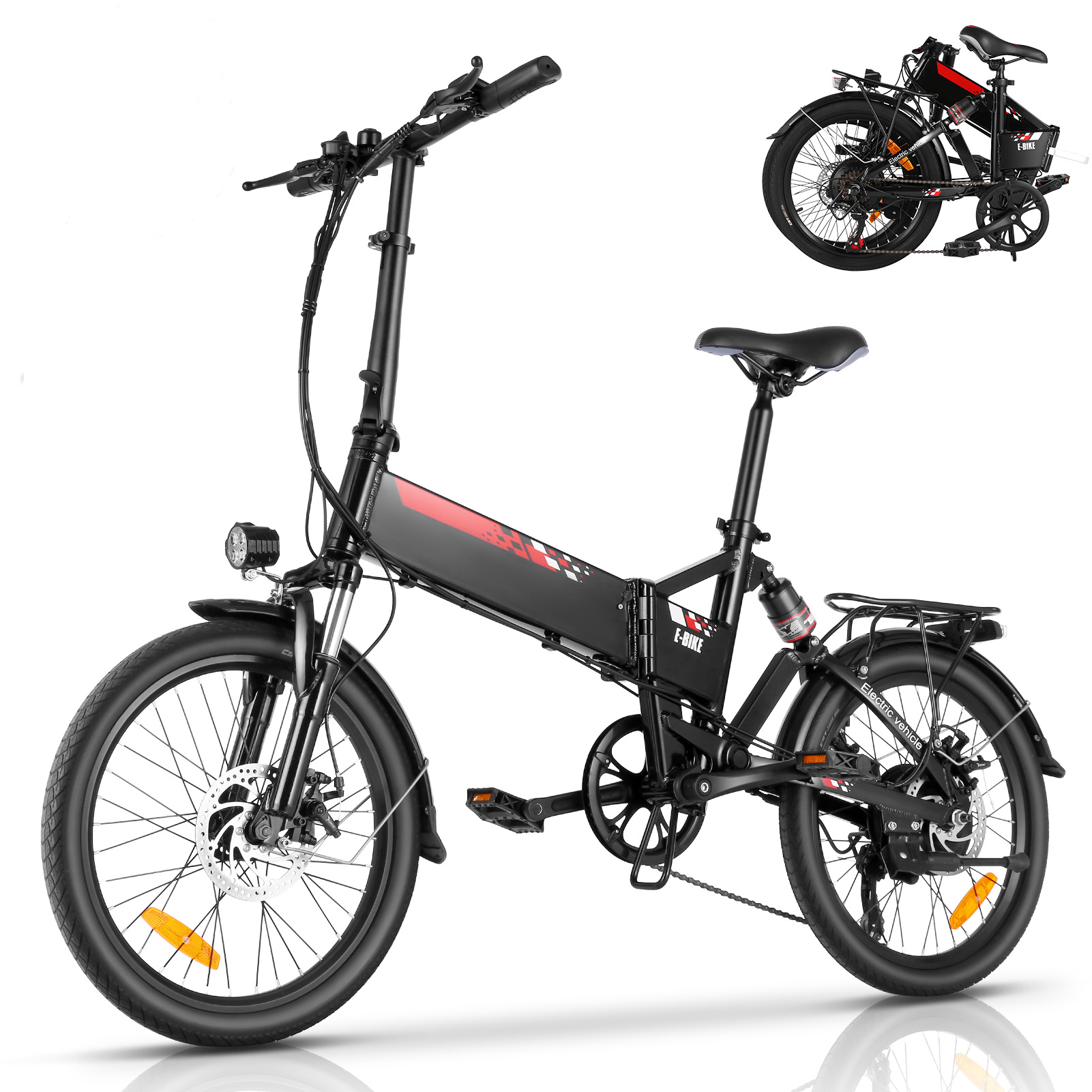 Electric Bike,400W Electric Commuter Bikes, Folding Ebike 16'' Electric ...