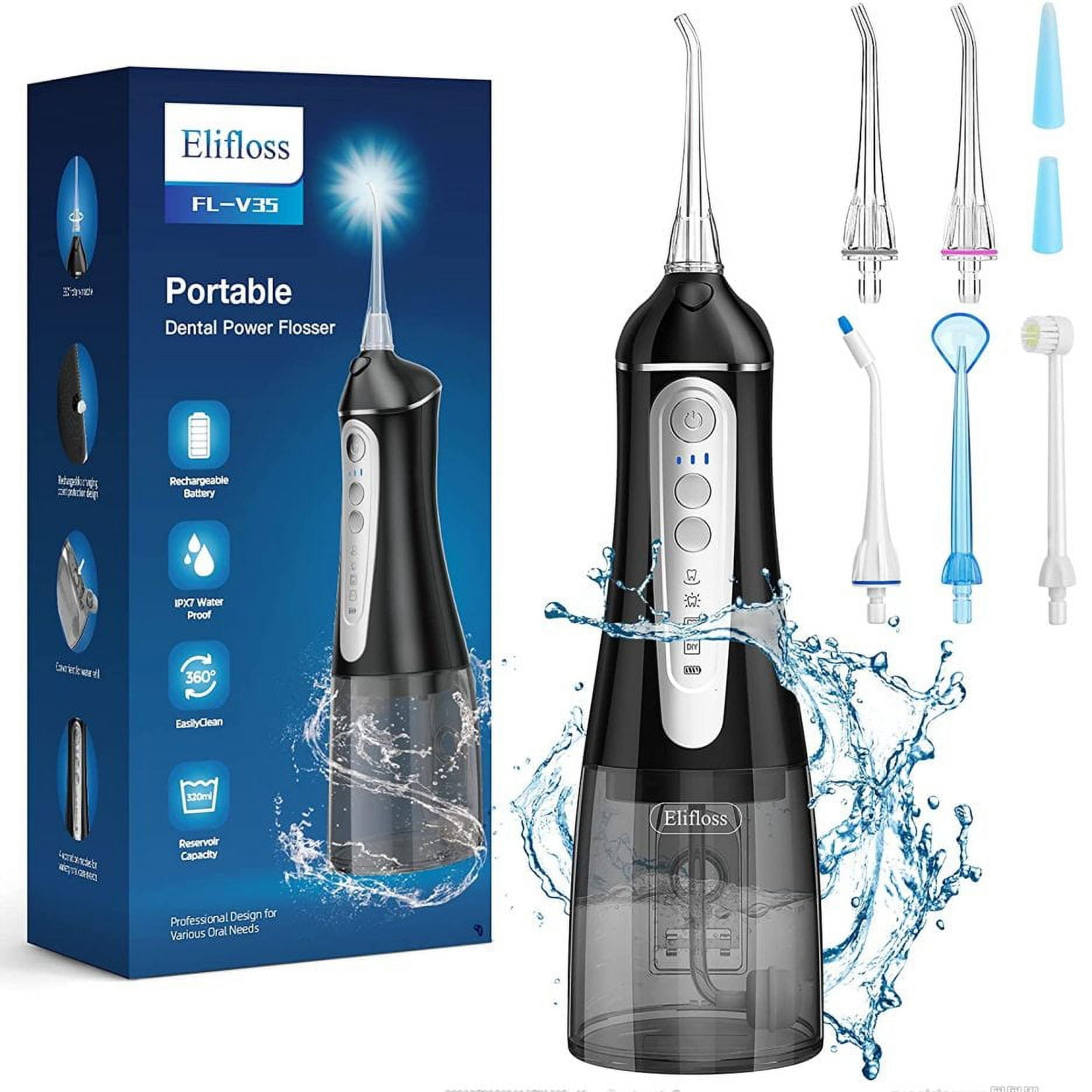 Elifloss Cordless Water Flosser, Rechargeable Oral Irrigator, 320ml ...