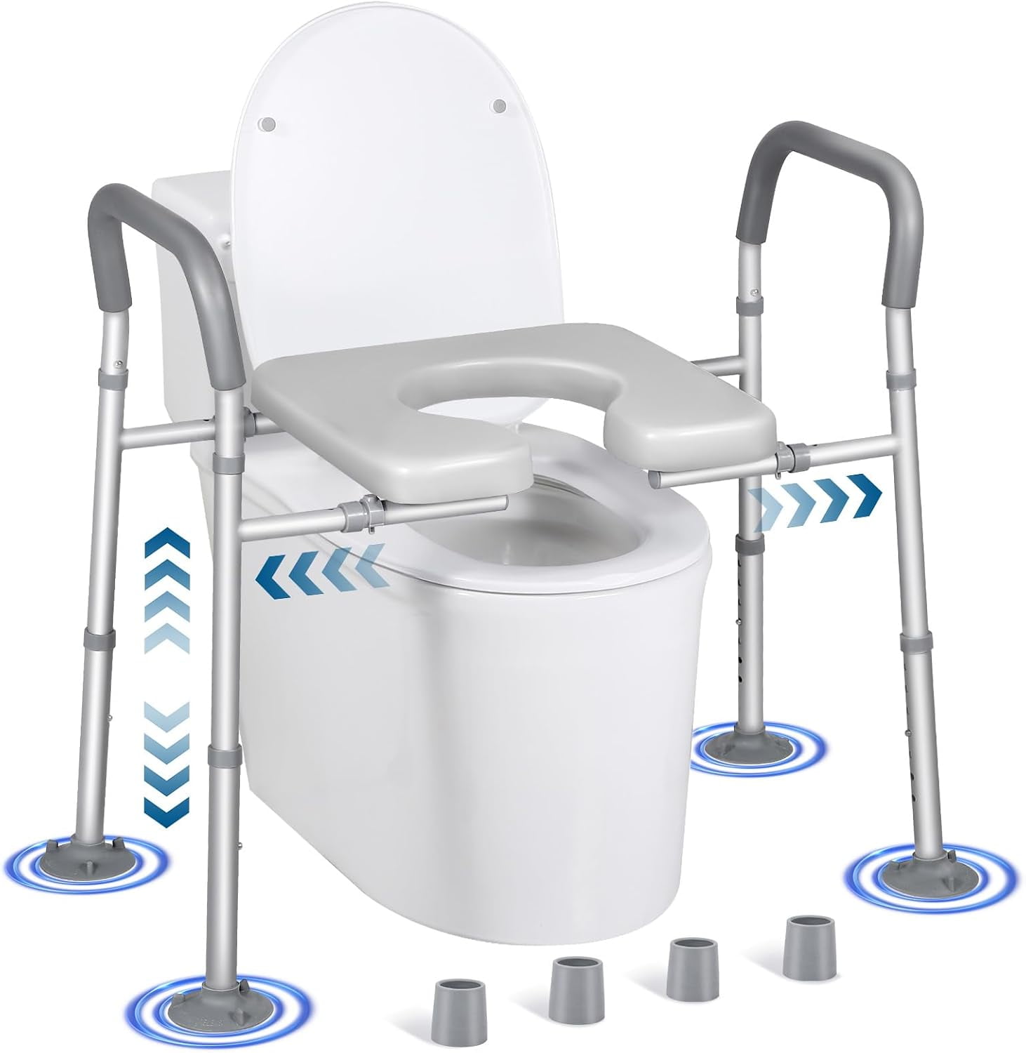 Eligible Width & Height Adjustable Raised Toilet Seat with Handles ...