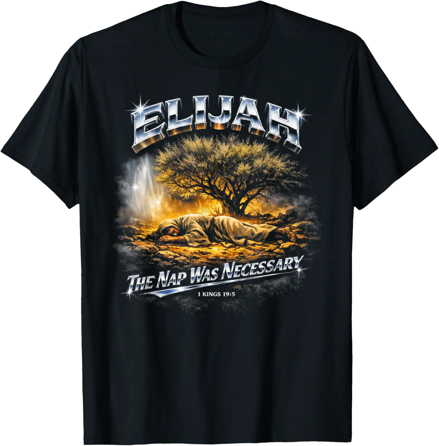 Elijah Bible Study Christian Napping Faith Retro T-Shirt - Walmart.com