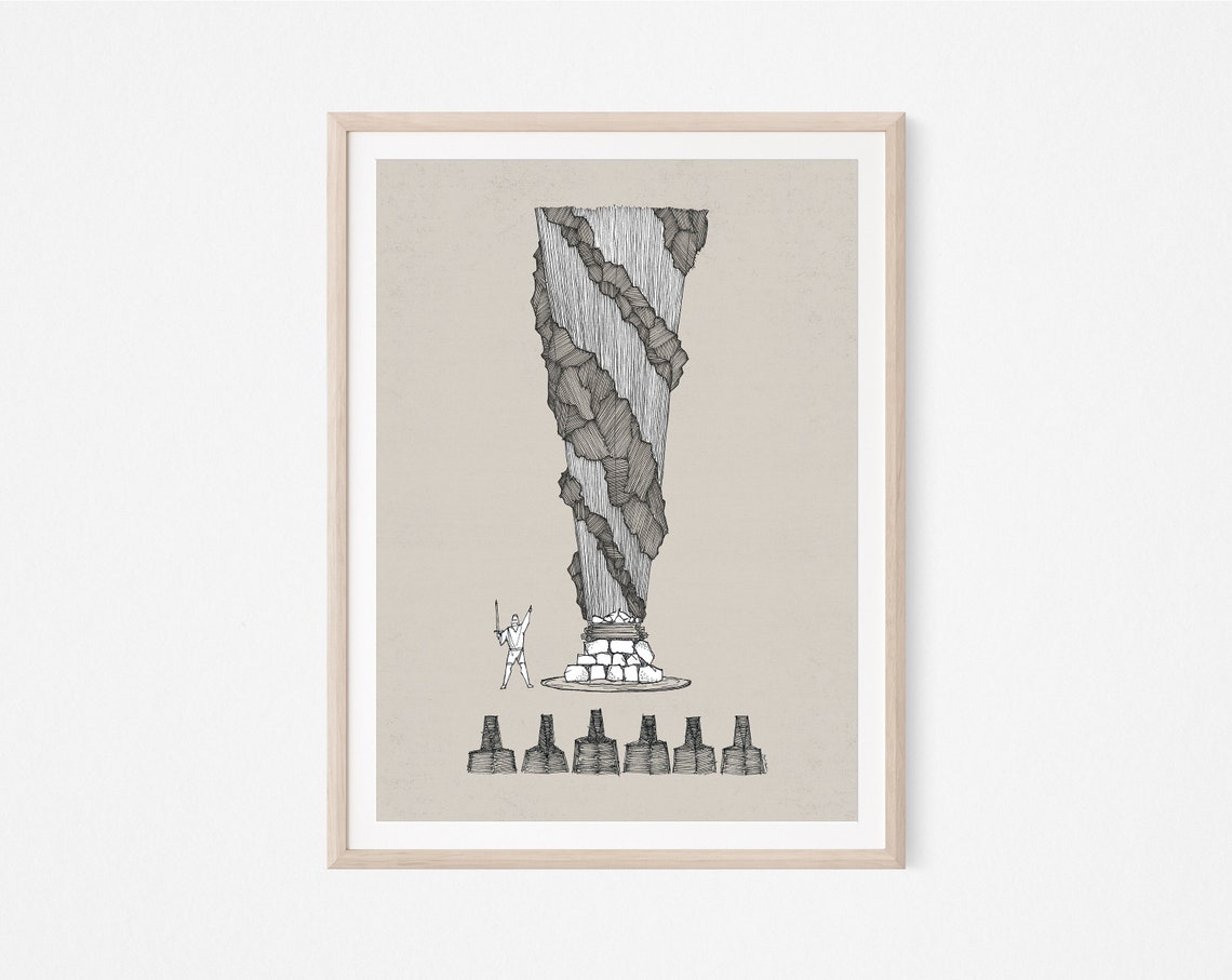 Elijah On Mt. Carmel, Digital Print, Fire From Heaven, Wall Art, Jesus ...