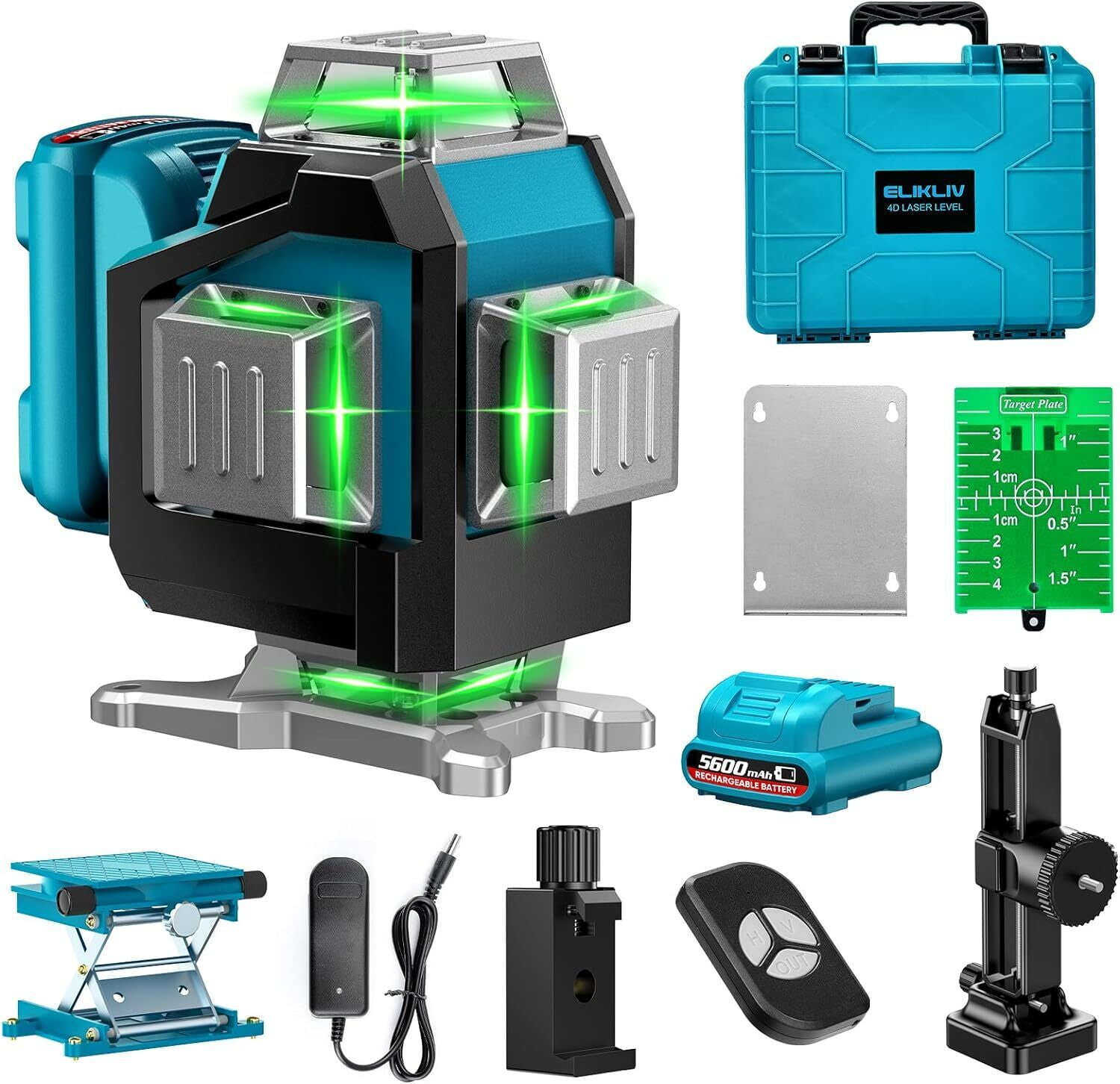 Elikliv 4x360 Green Laser Level 200ft Automatic Self-leveling 16 Line Cross Line - Walmart.com