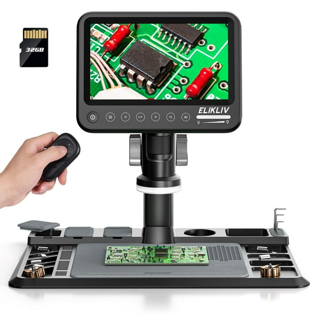 Elikliv 7" Digital Microscope with Pro Soldering Station,1300X LCD ...