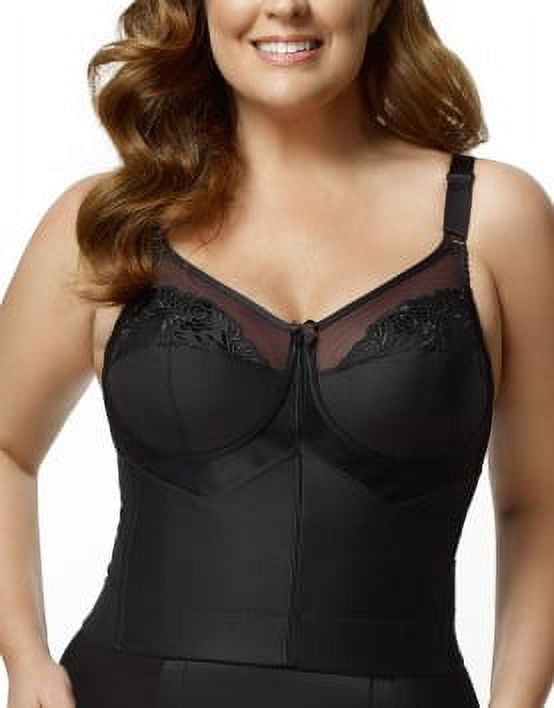 Elila Black Plus Size Embroidered Soft Cup Longline Bra Us 44d Uk 44d