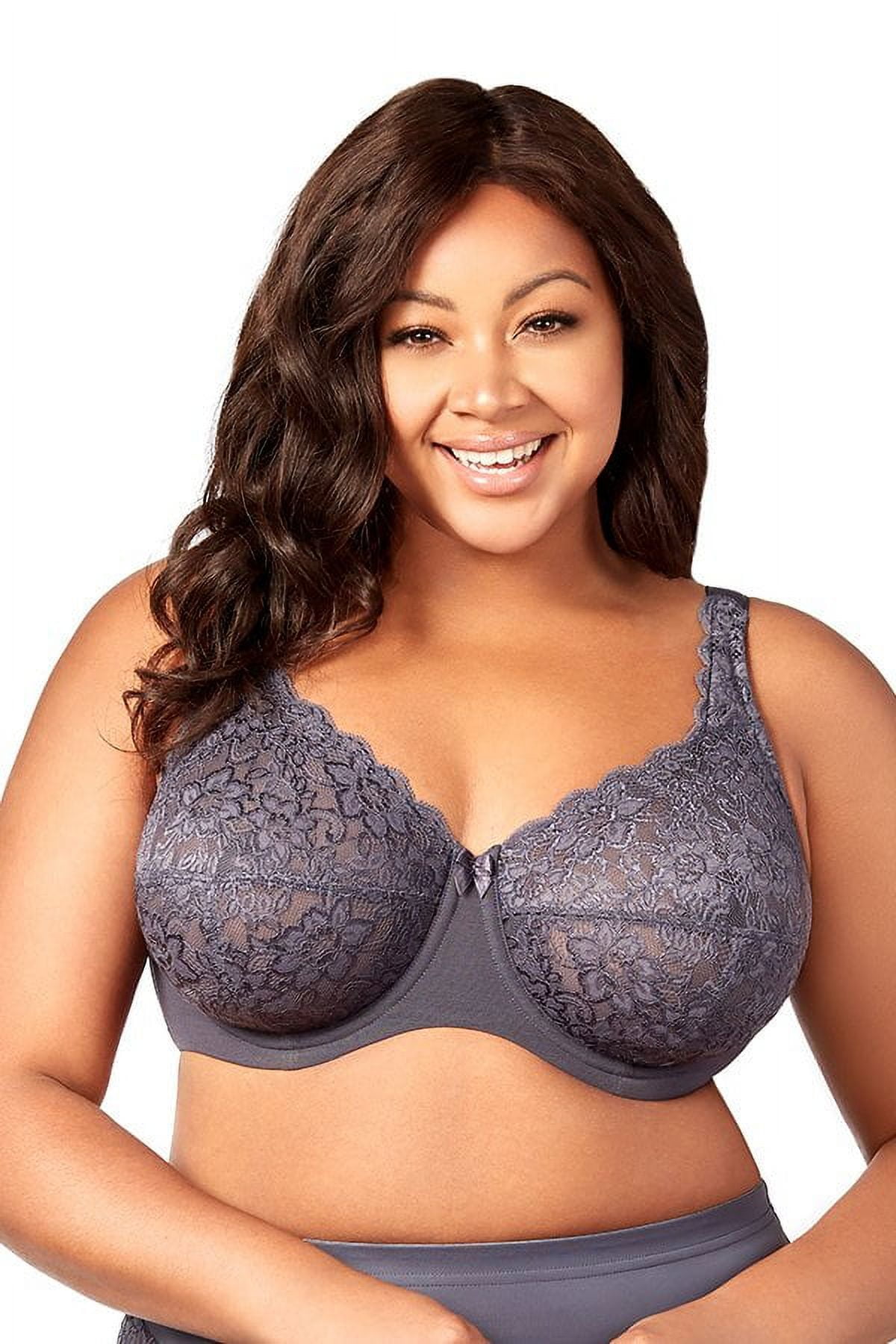 Women's Elila 2311 Full Coverage Stretch Lace Underwire Bra (Grey 44K) - Walmart.com