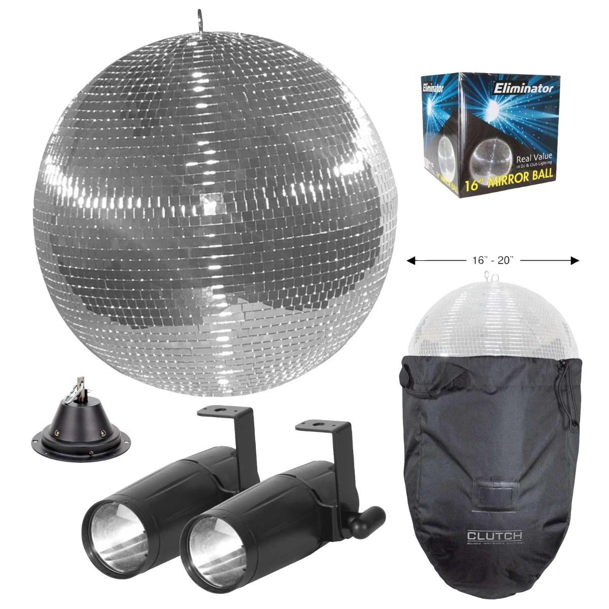Eliminator Lighting EM16 16" Mirror Disco Ball with Bag, Motor, and (2 ...