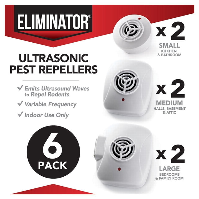 Eliminator Ultrasonic Pest Repeller, 6 Count, Indoor Use Only, Repels ...