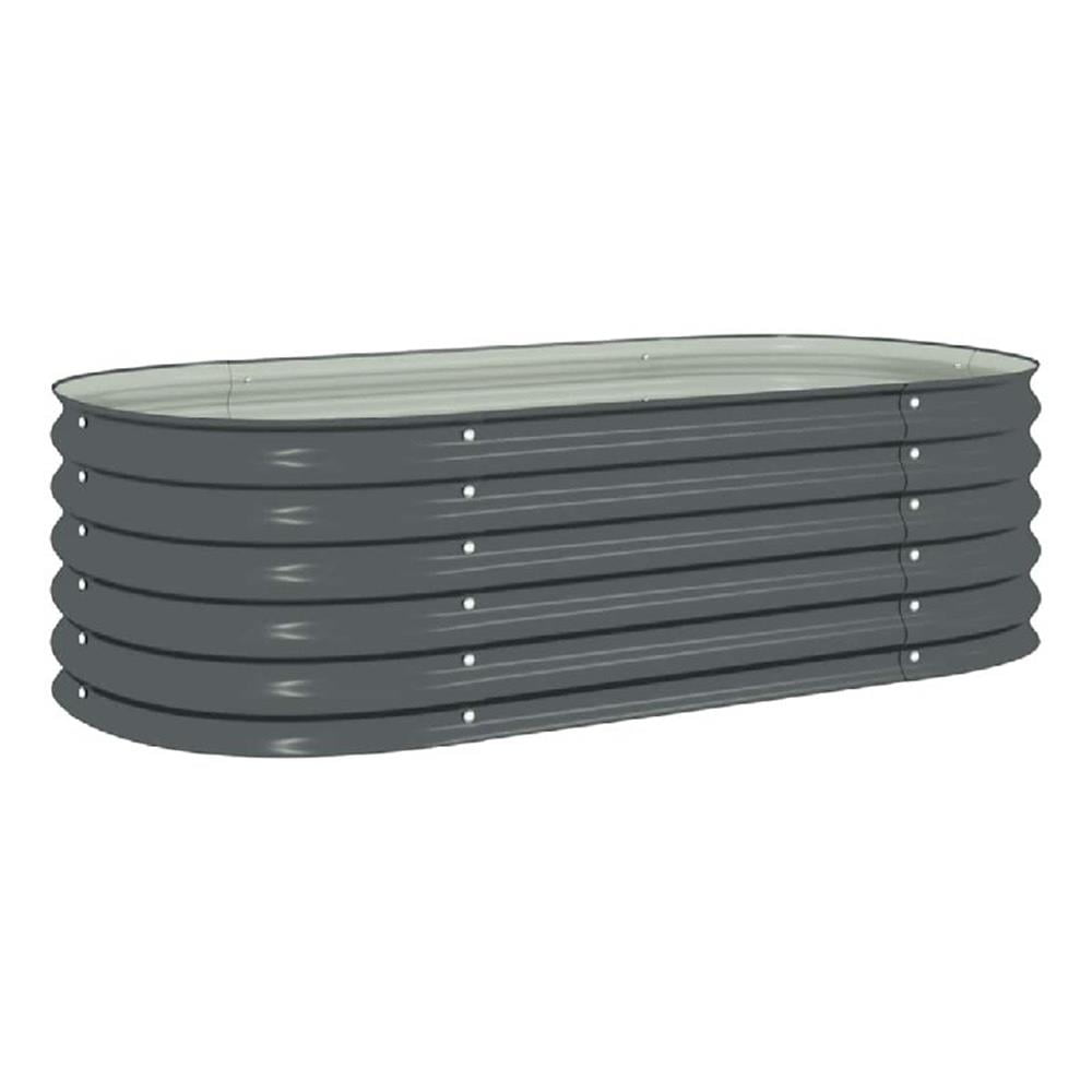 Eline Outdoor Raised Garden Bed-Gray Steel-Ribbed Design-63 Inch ...