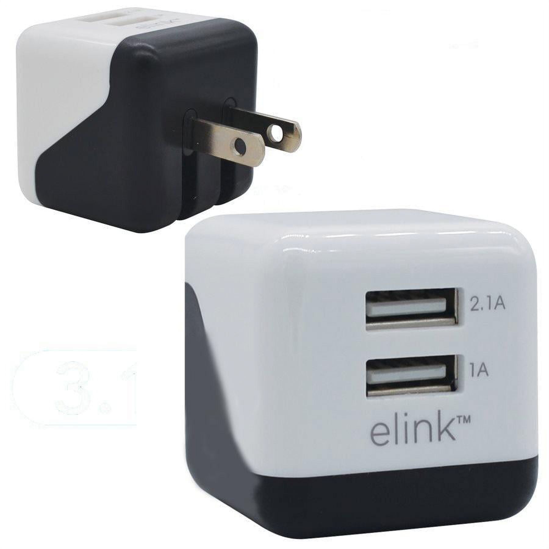Elink EK855 Universal USB Charger 2 Port USB 3.1A White - Walmart.com