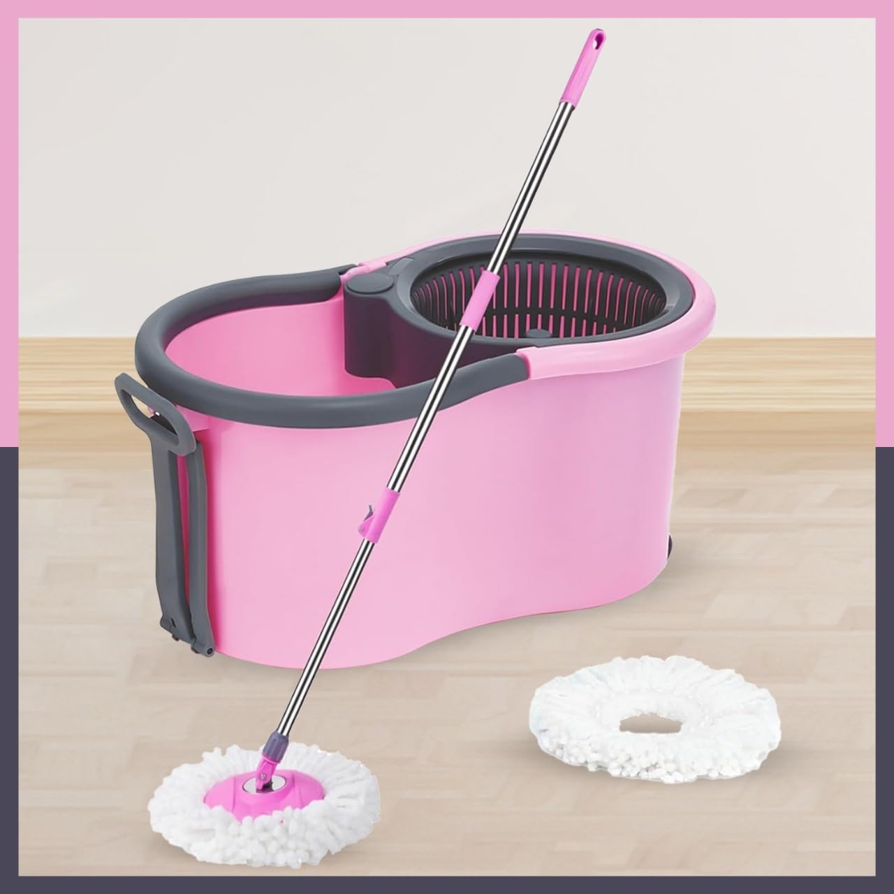 Elinor Delight Spin Mop Bucket Set Comes With 2 Microfiber Refills, 360 ...