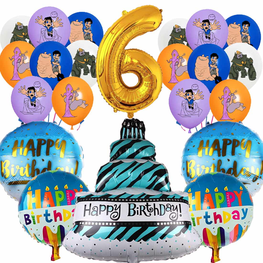 Elio Balloons Party Supplies 6th Big Number Decorations Decor Kit ...