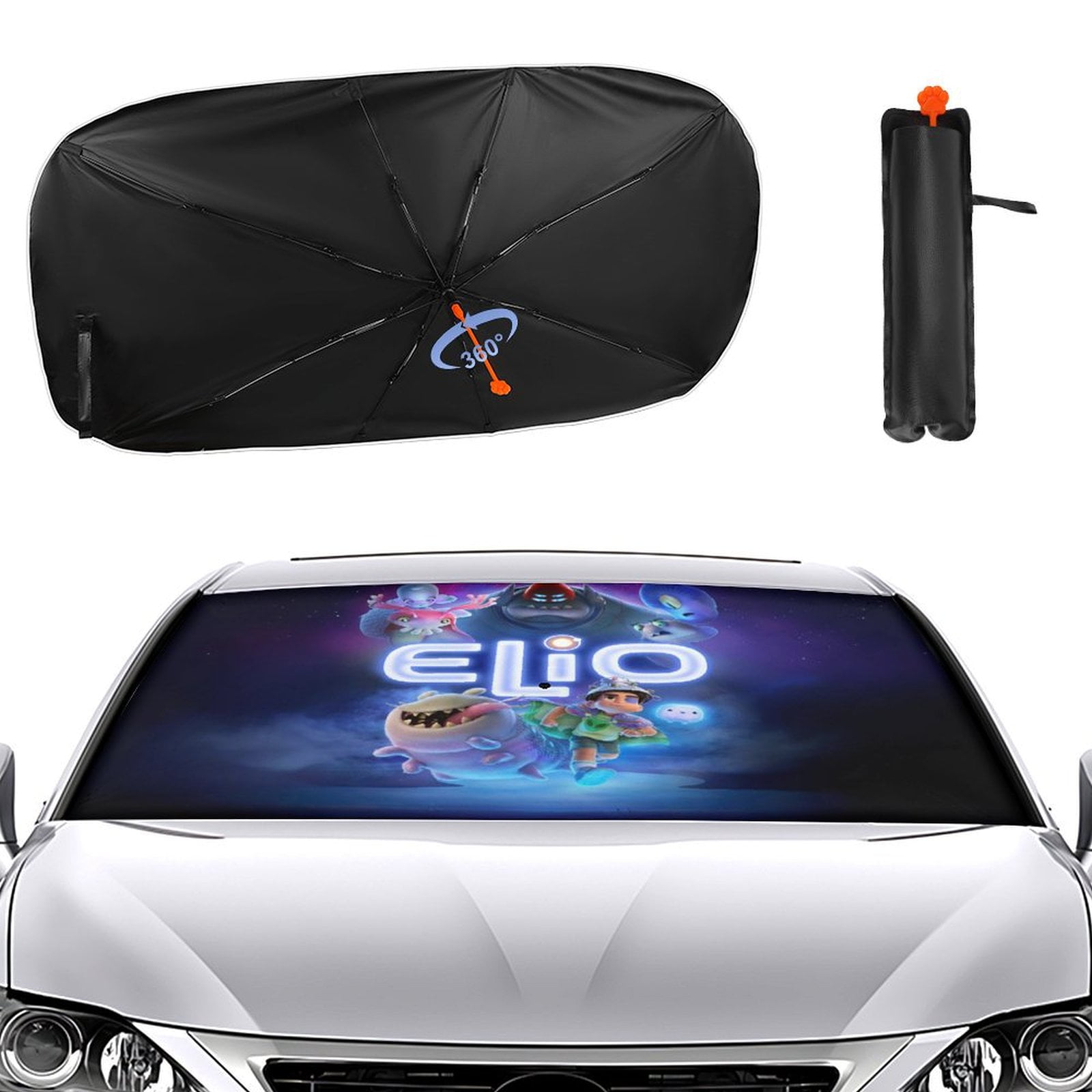 Elio Car Windshield Sun Shade Umbrella, Windshield Sun Shade Cover with 360°Rotation Bendable ...