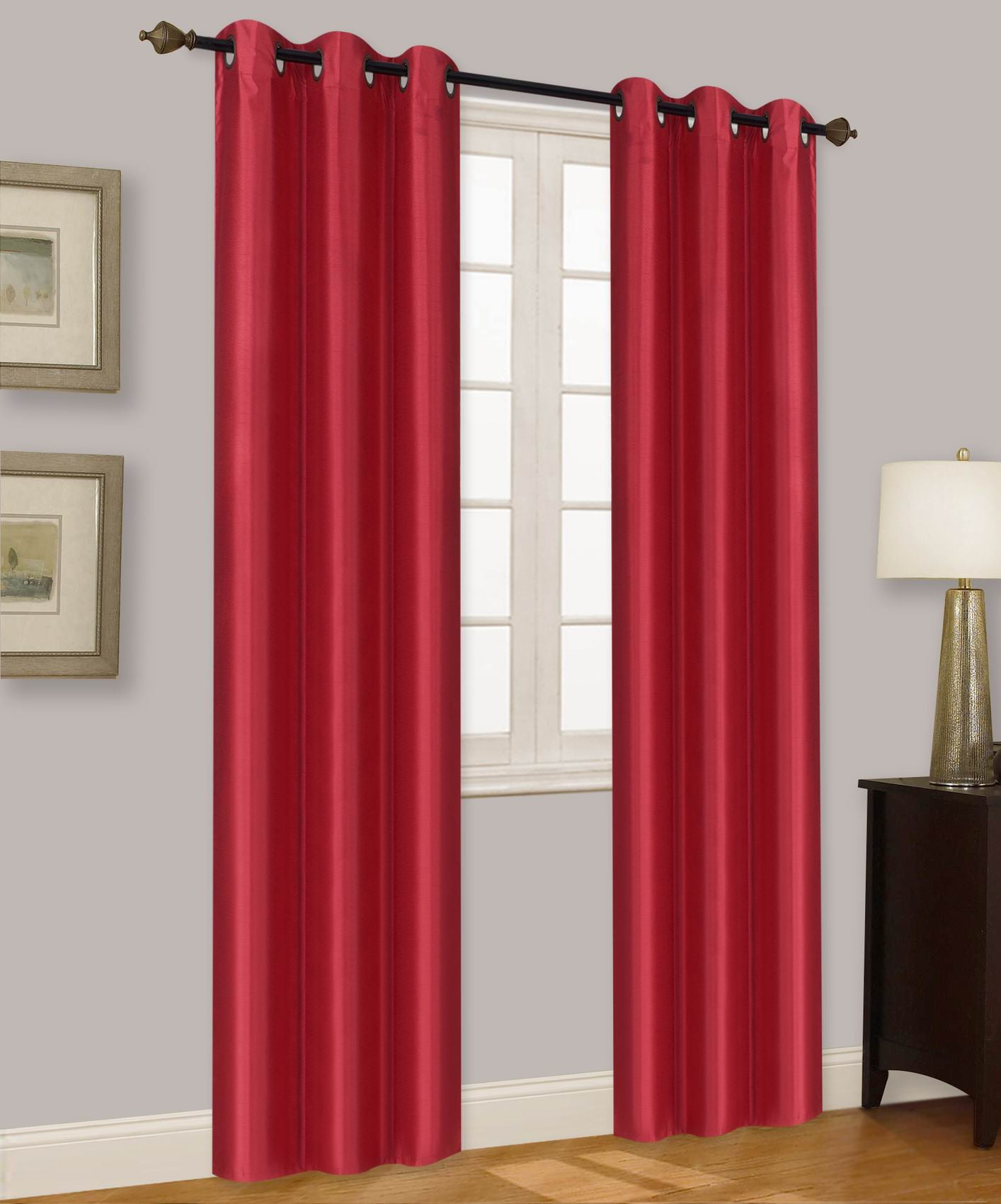 Elio Red 2-Piece 100% Thermal Blackout Grommet Window Curtain With Foam ...