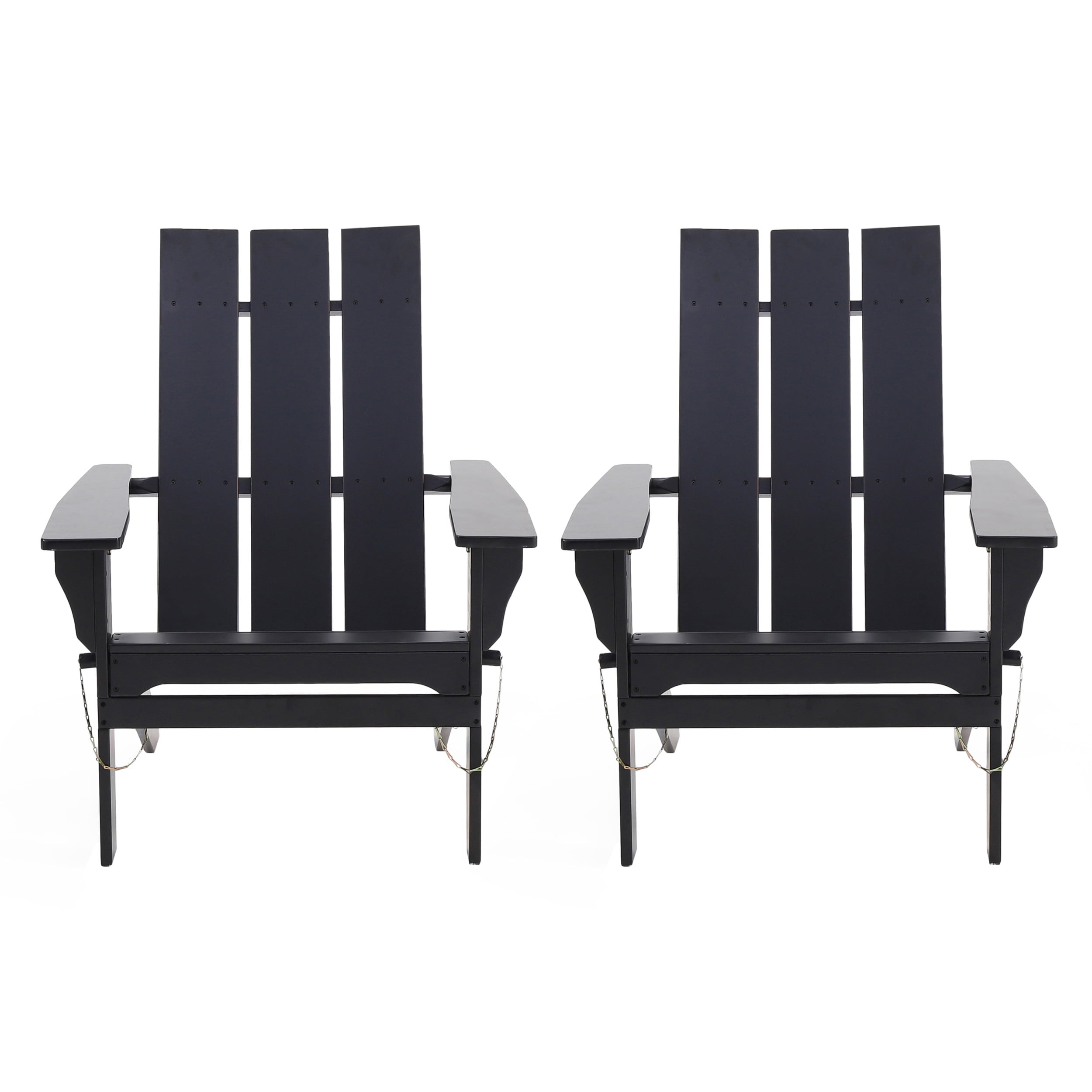 Eliphaz Acacia Wood Outdoor Foldable Adirondack Chairs, Set of 2, Black ...