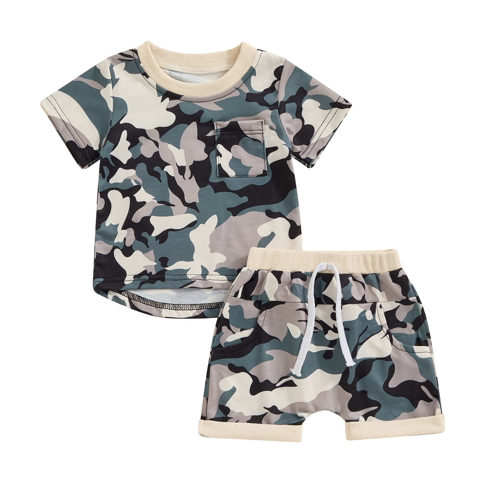 Elippeo Baby Boy 2 Piece Camouflage Set 6 12 18 24 Months 3 Years Round ...