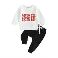 Baby Boy Valentines Day Outfit 3M 6M 12M 18M Sweatshirt Romper Long Sleeve Bubble Onesie Newborn ...