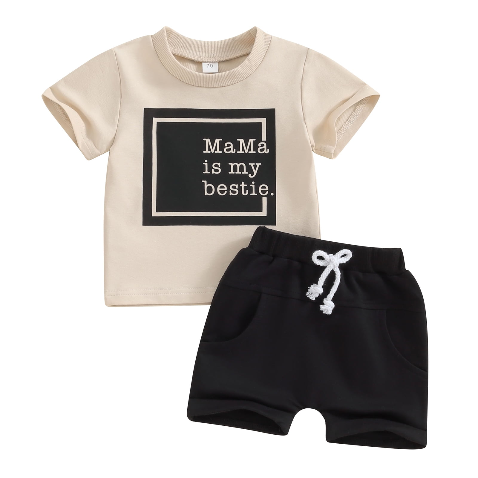 Elippeo Baby Girls 2 Piece Outfit 6M 12M 18M 24M 3Y Letter Print Short Sleeve T-Shirt and ...