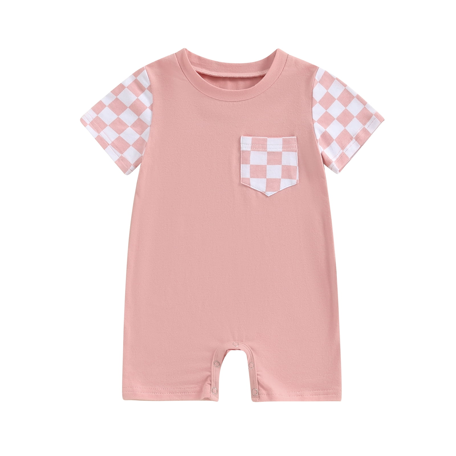 Elippeo Baby Summer Romper 3 6 12 18 Months Plaid Print Patchwork Short Sleeve Newborn Jumpsuit ...