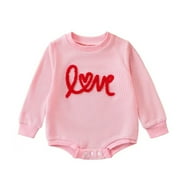 Baby Boy Valentines Day Outfit 3M 6M 12M 18M Sweatshirt Romper Long Sleeve Bubble Onesie Newborn ...