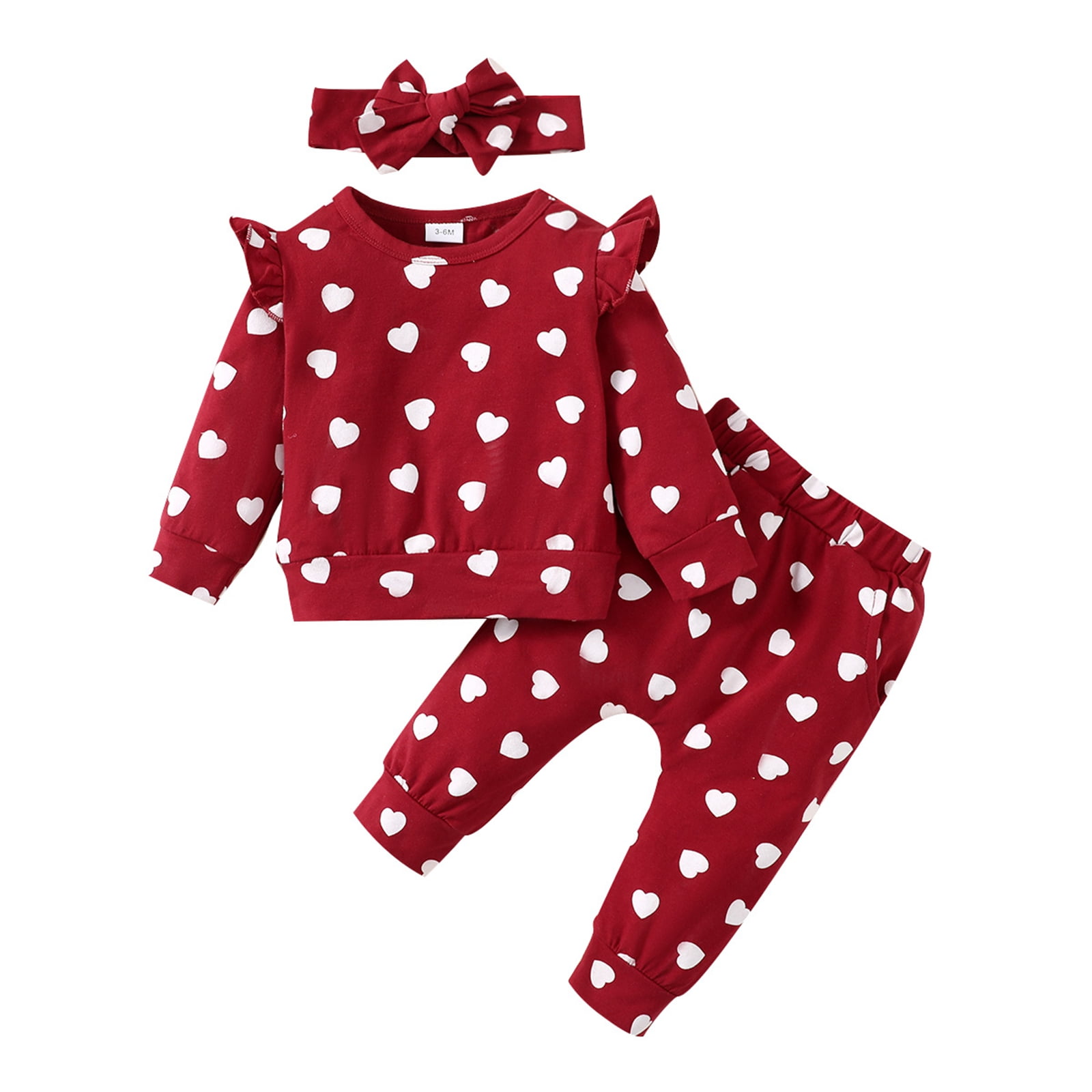 Elippeo Newborn Infant Clothes 3M 6M 9M 12M 18M 24M Toddler Baby Girl Valentines Day Outfit Long ...