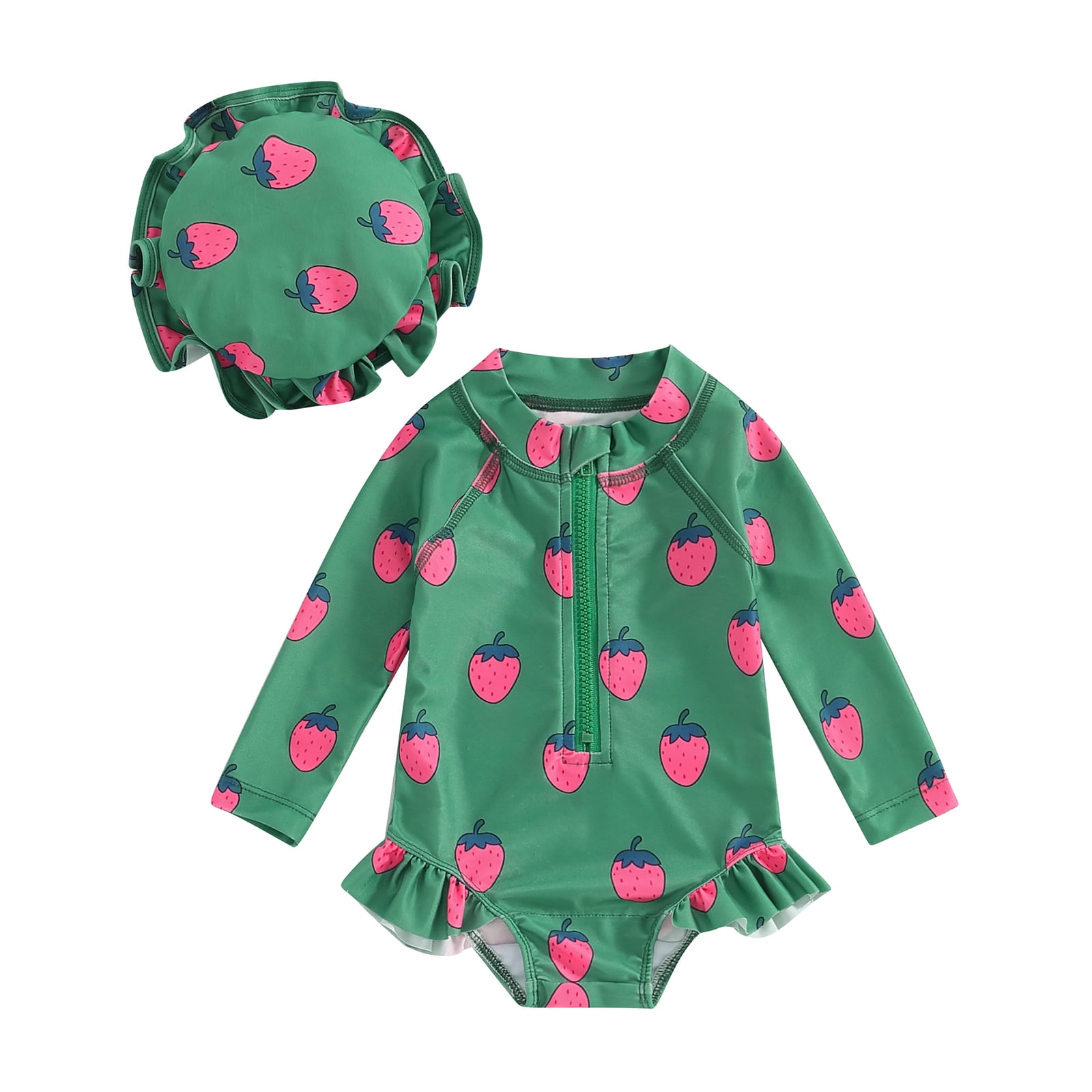 Elippeo Toddler Baby Girl Rash Guard Strawberry Print Long Sleeve ...