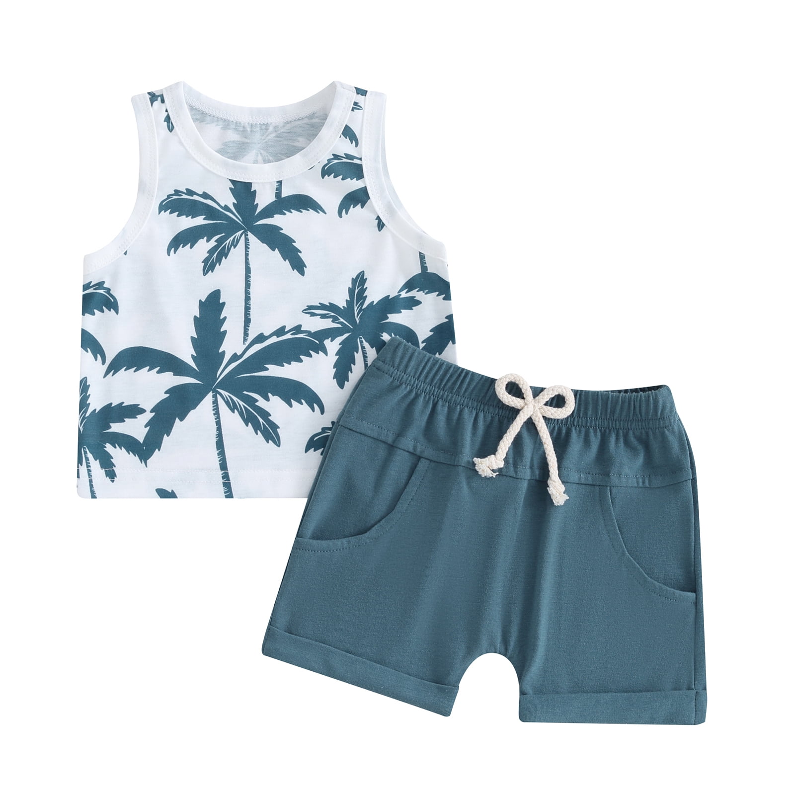 Elippeo Toddler Boy Summer Clothes Set 6M 1T 2T 3T Kids Sleeveless ...