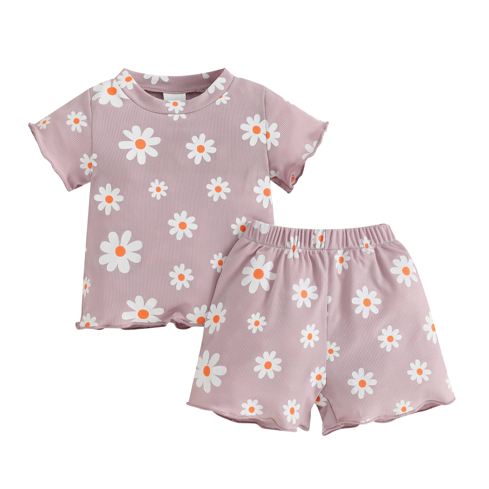 Elippeo Toddler Girl Summer Outfit 0-3 Years Floral Print Crew Neck Short Sleeve T-Shirts Tops ...