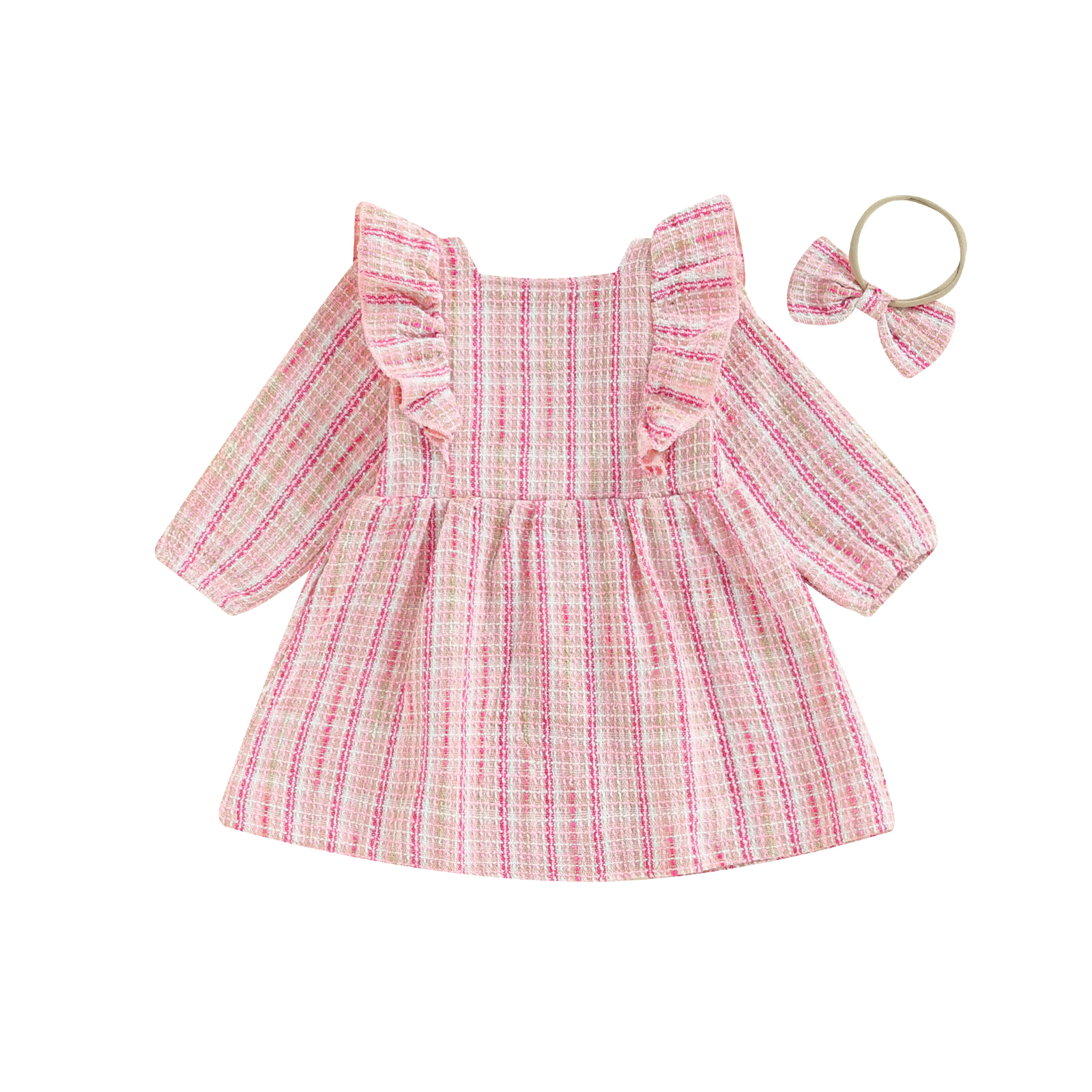 Elippeo Toddler Girls Tweed Dress 12 18 24 Months 3 4 5 Years Square ...