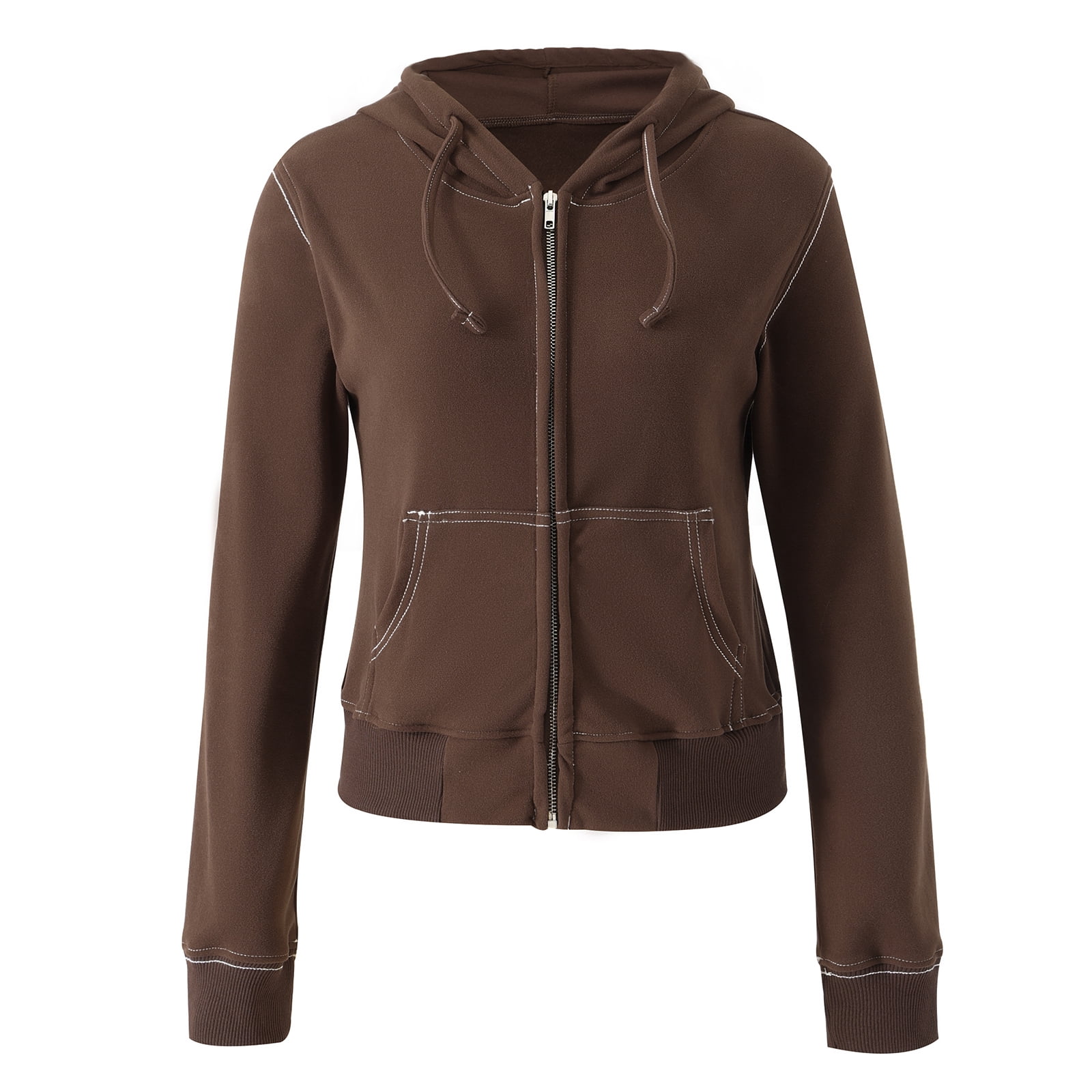 Elippeo Women Sewing Thread Coat 2000s Aesthetic Women Long Sleeve Crop ...