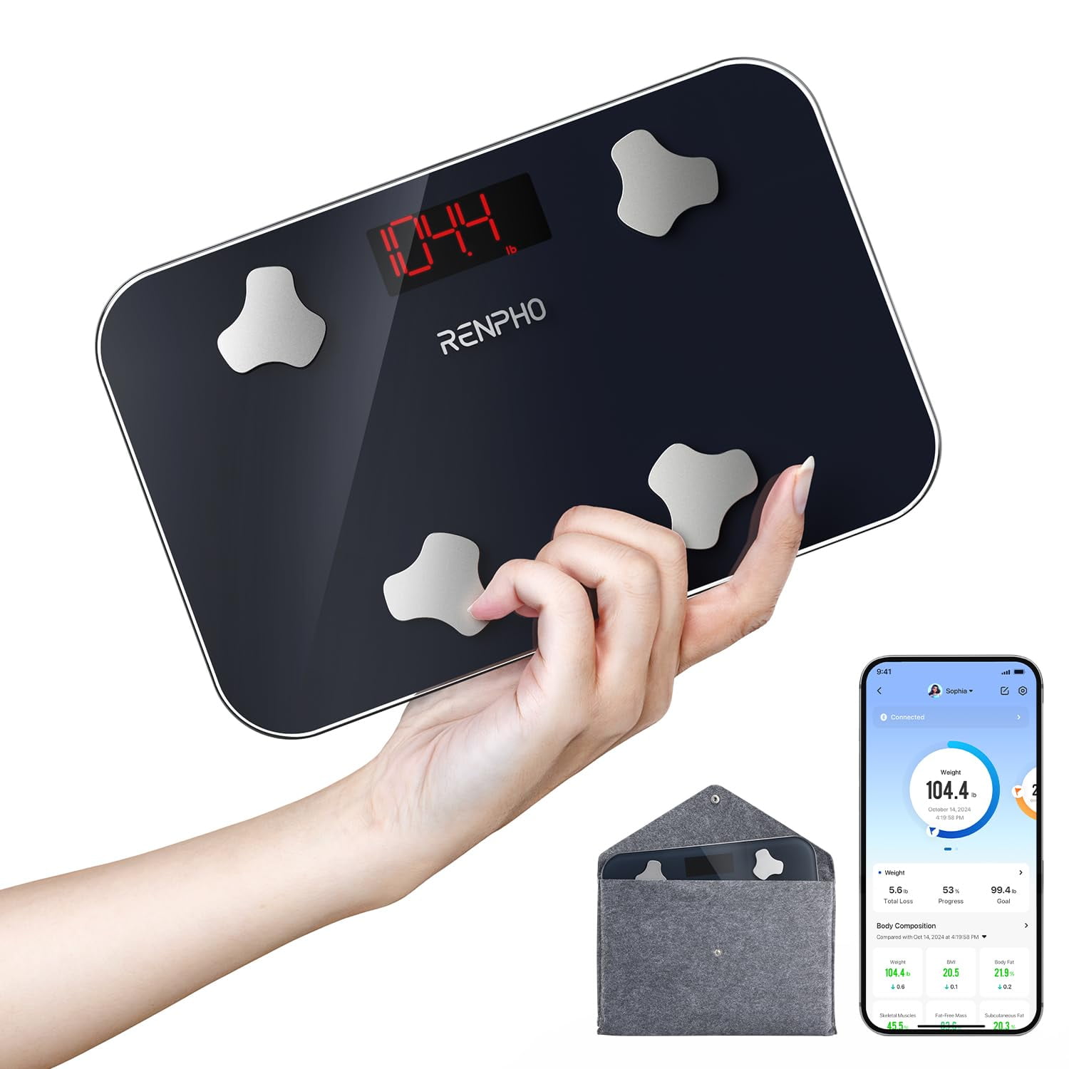 Elis Go Travel Scale for Body Weight and Fat, Portable Bathroom Scale ...
