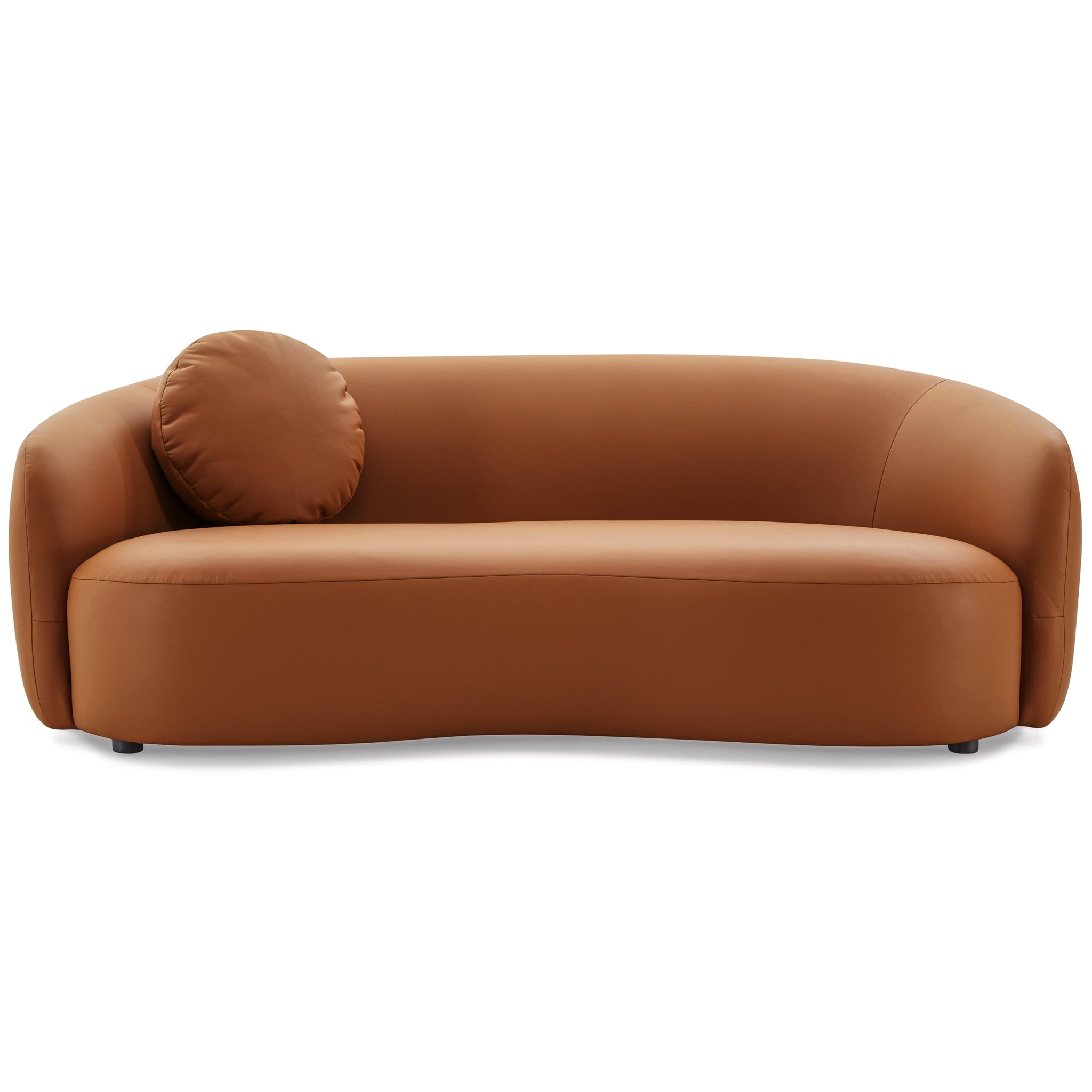 Elisa Mid Century Modern Living Room Soft Leather Curvy Sofa in Cognac Tan - Walmart.com