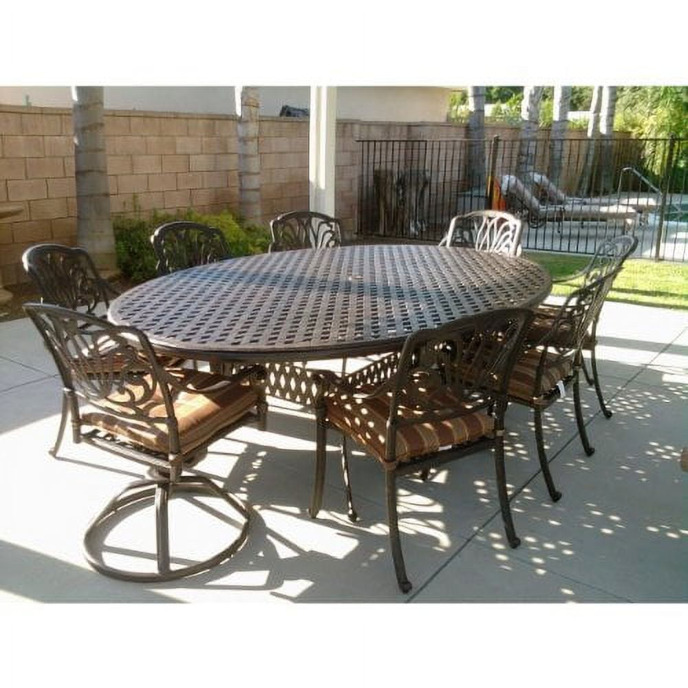 Elisabeth Aluminum 9pc Outdoor Patio Dining Set with Egg Shaped Table ...