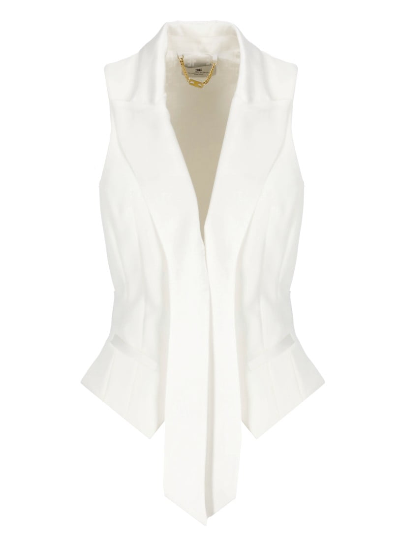Elisabetta Franchi Women's Ivory Crepe Smoking Vest Neutrals Sizes IT ...