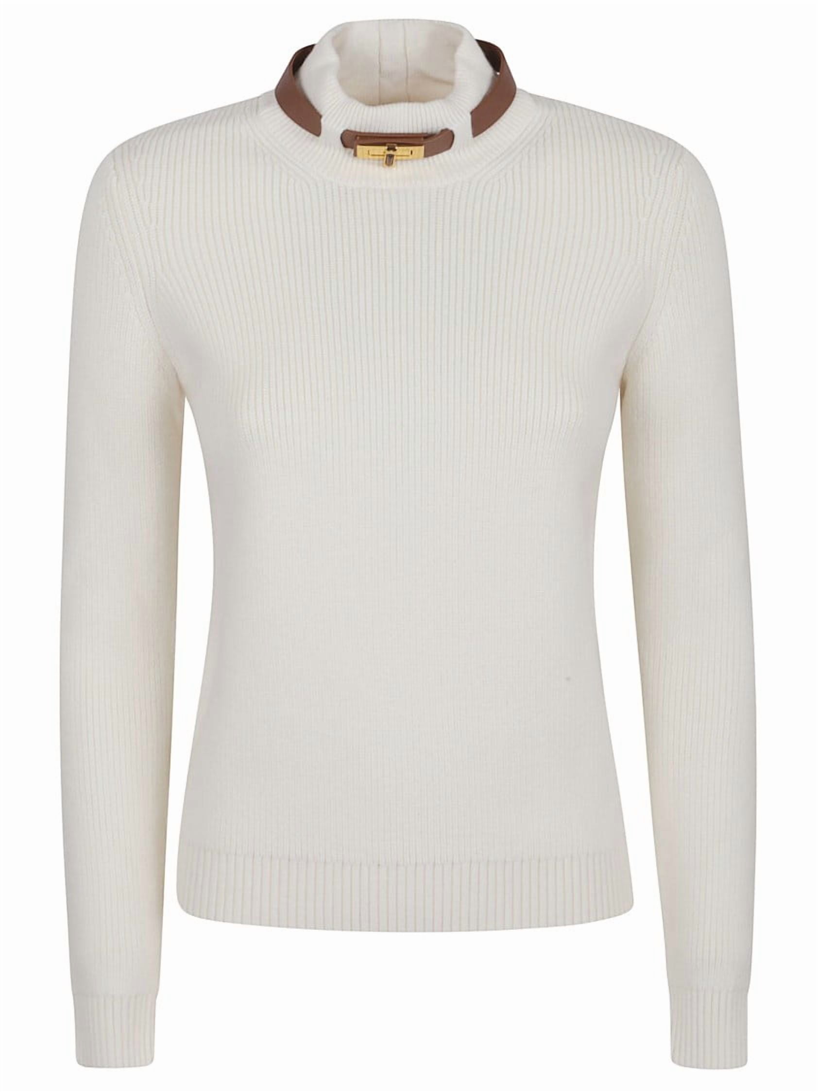 Elisabetta Franchi Wool Blend Sweater With Stand-Up Collar (Women's ...