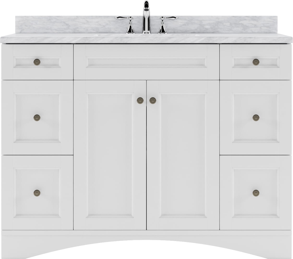 Elise 48" Single Bath Vanity in White with White Marble Top and Square ...