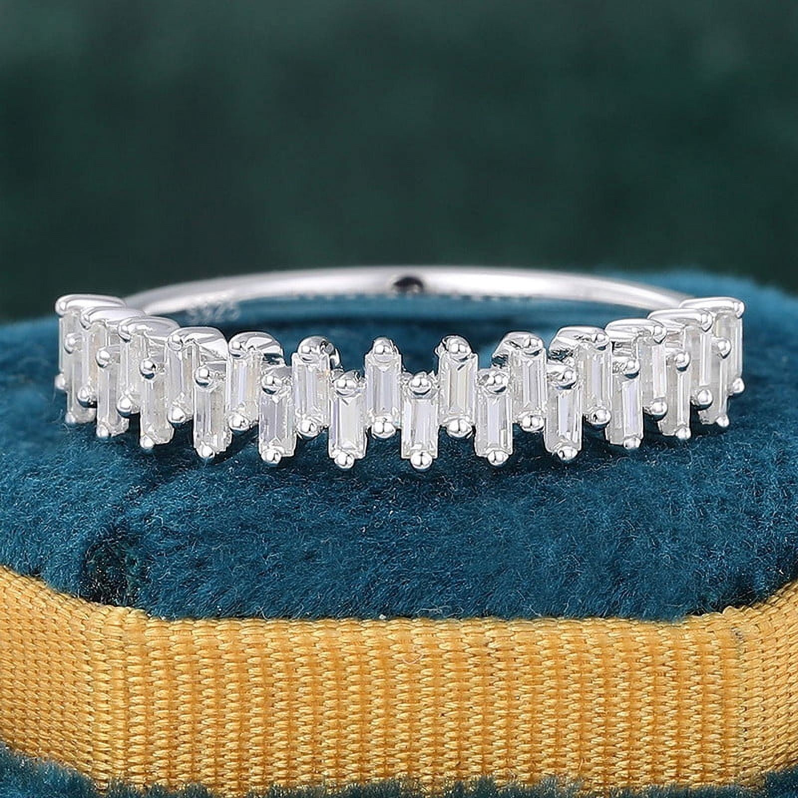 Elise Jewel 1.3 Ct Baguette Cut Diamond Rings - 14K White Gold Plated ...