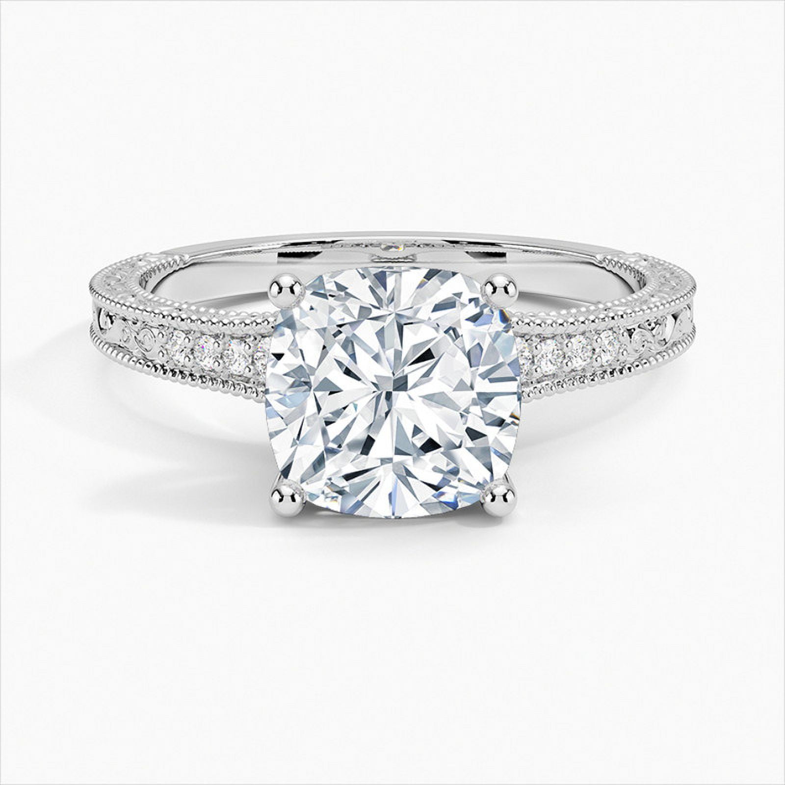 Elise Jewel 1.54 Ct Cushion Cut Diamond Ring - 14K White Gold Plated ...