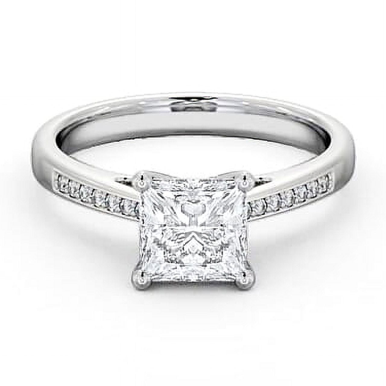 Elise Jewel 1.8 Ct Princess Cut Diamond Rings - 14K White Gold Plated ...
