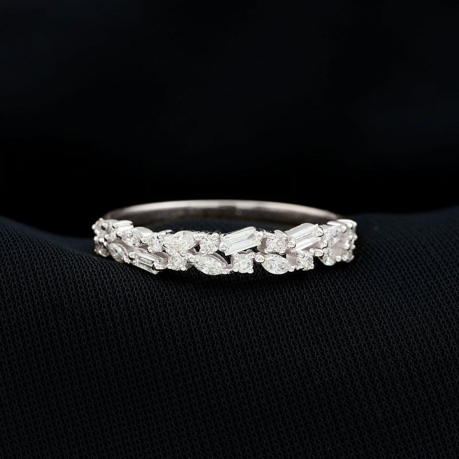 Elise Jewel 14K Silver Lab Created Baguette Cut 2.70 Ct Diamond Ring ...