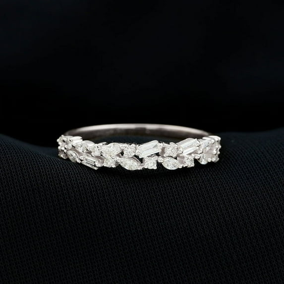 Elise Jewel 14K Silver Lab Created Baguette Cut 2.70 Ct Diamond Ring ...