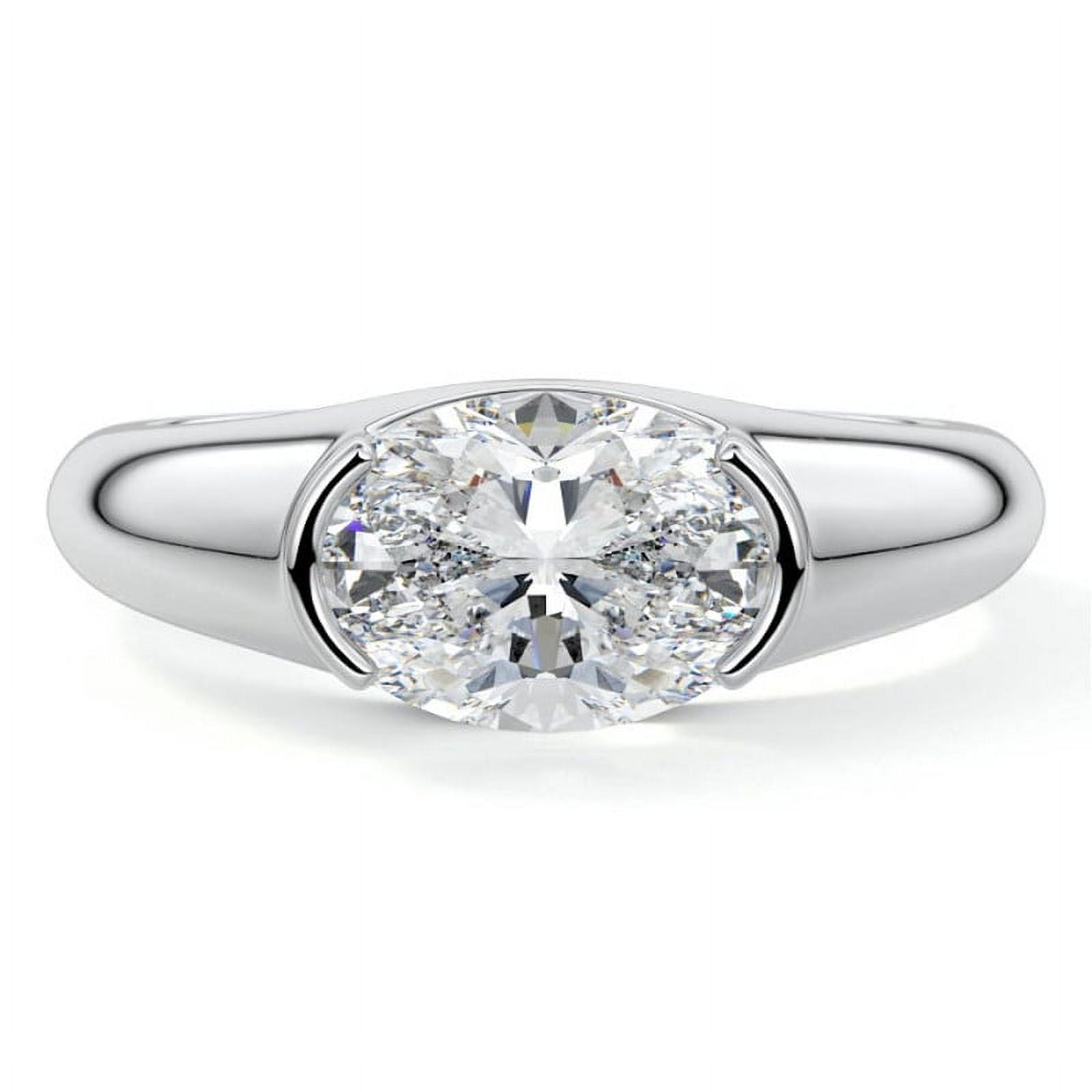 Elise Jewel 14K White Gold Plated 1.92 Ct VVS1/D Oval Cut Diamond Ring - Stunning Half Bezel Set ...