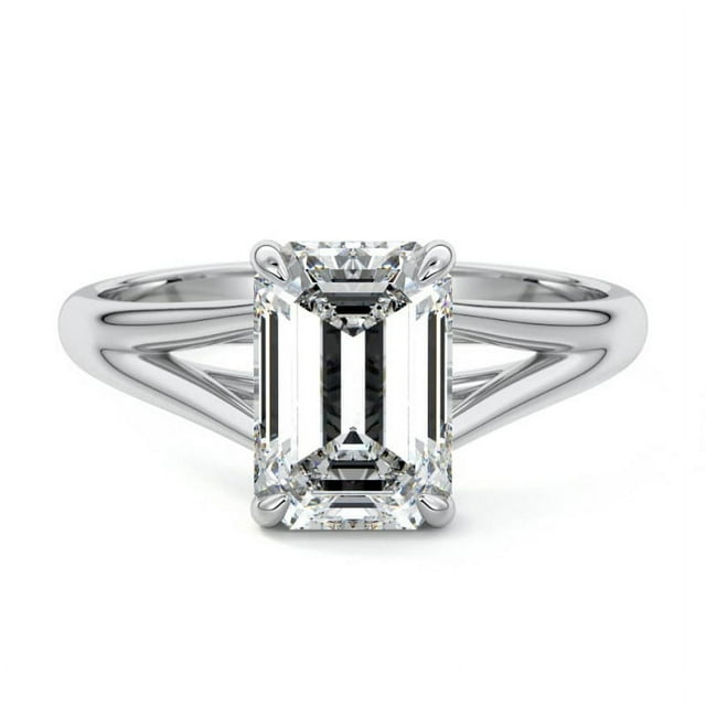 Elise Jewel 14K White Gold Plated 2.01 Ct Emerald Cut Lab Created Ring ...