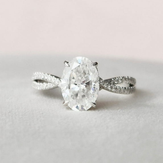 Elise Jewel 14K White Gold Plated Birthday Ring - 1.9 Ct White Oval Cut ...