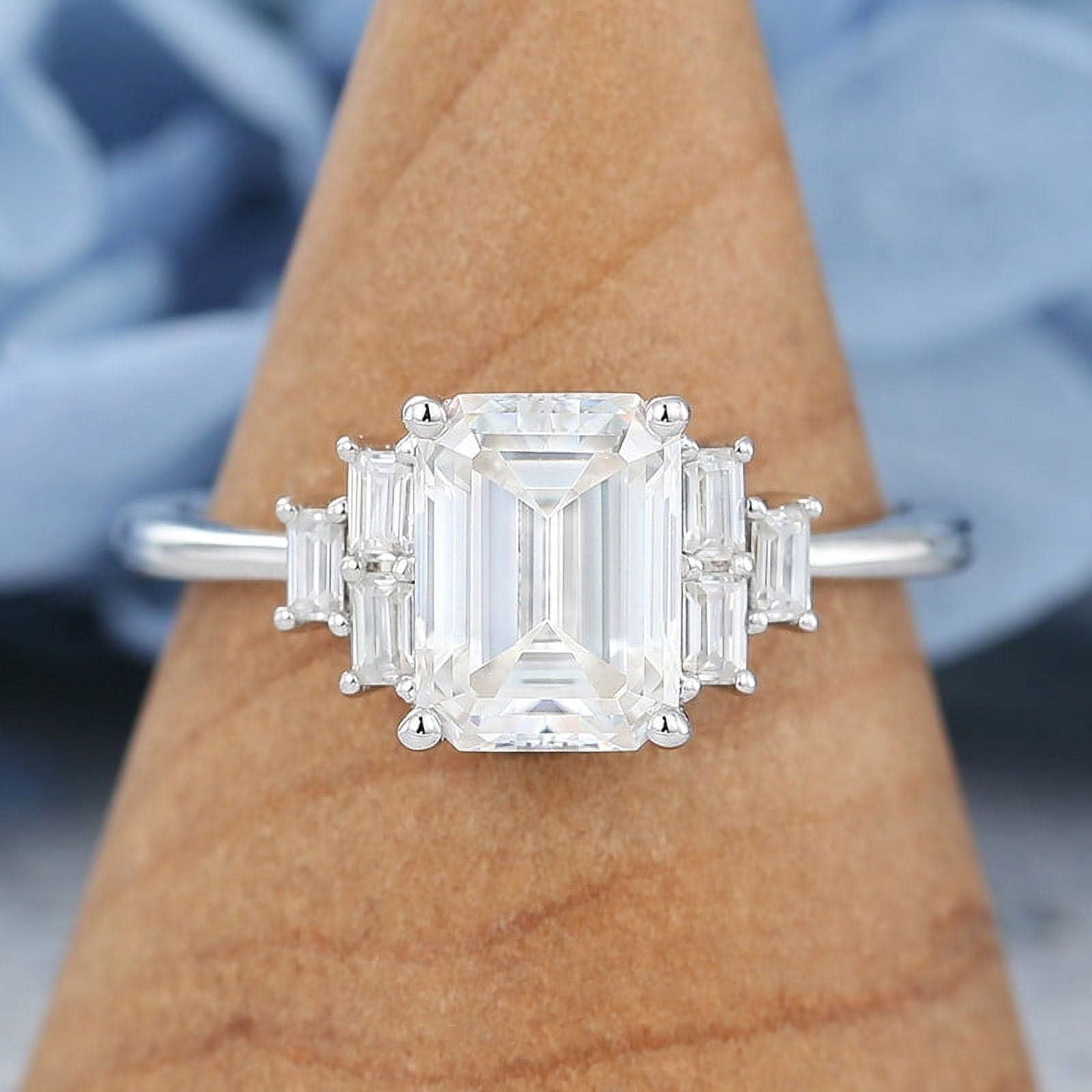 Elise Jewel 14K White Gold Plated Diamond Ring - 1.7 Ct VVS1/D Emerald ...