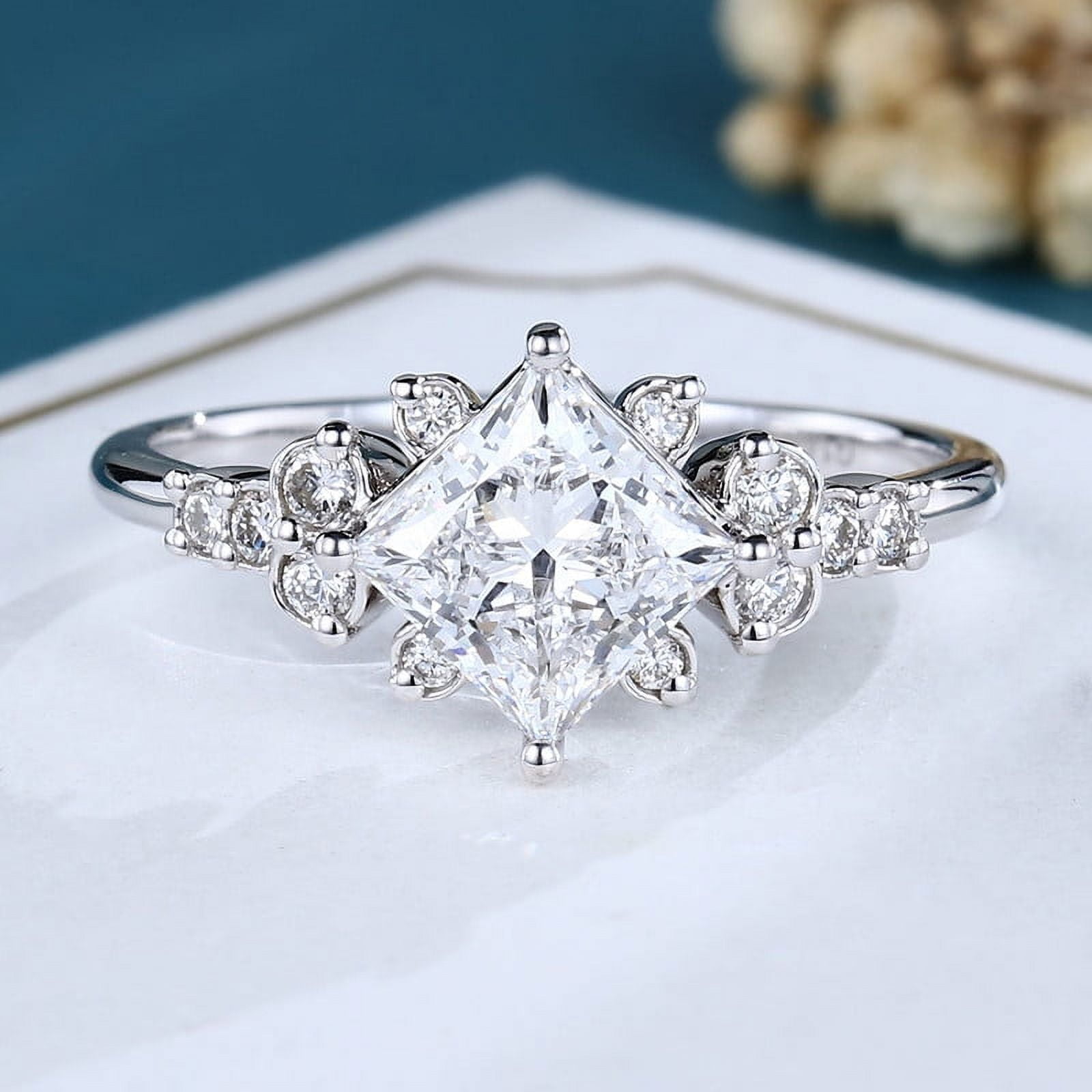 Elise Jewel 14K White Gold Plated Ring - 1.8 Ct VVS1/D Princess Cut Lab ...